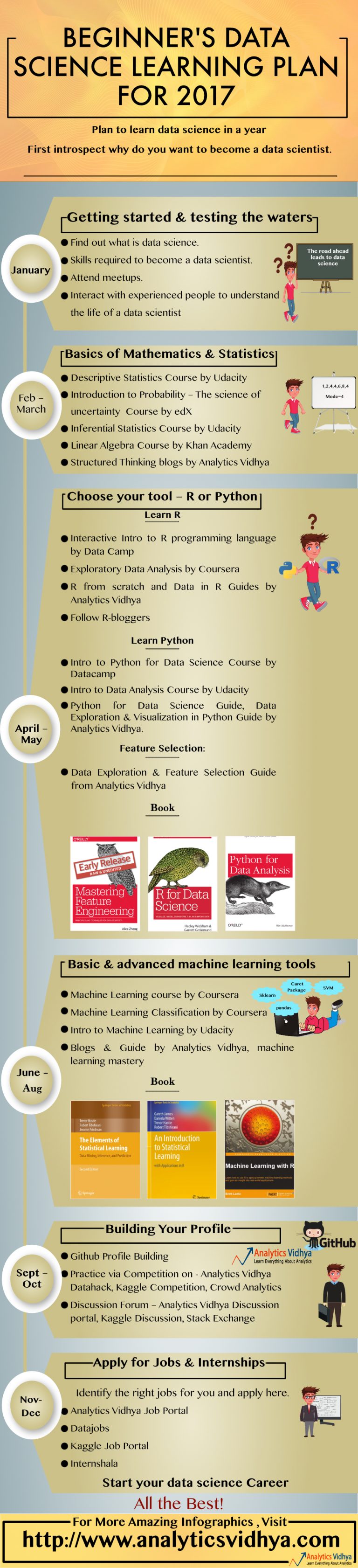 Infographic - Learning Plan 2017 for beginners in data science