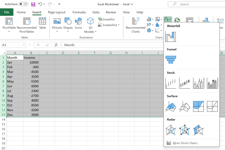 How to Create a Waterfall Chart in Excel?
