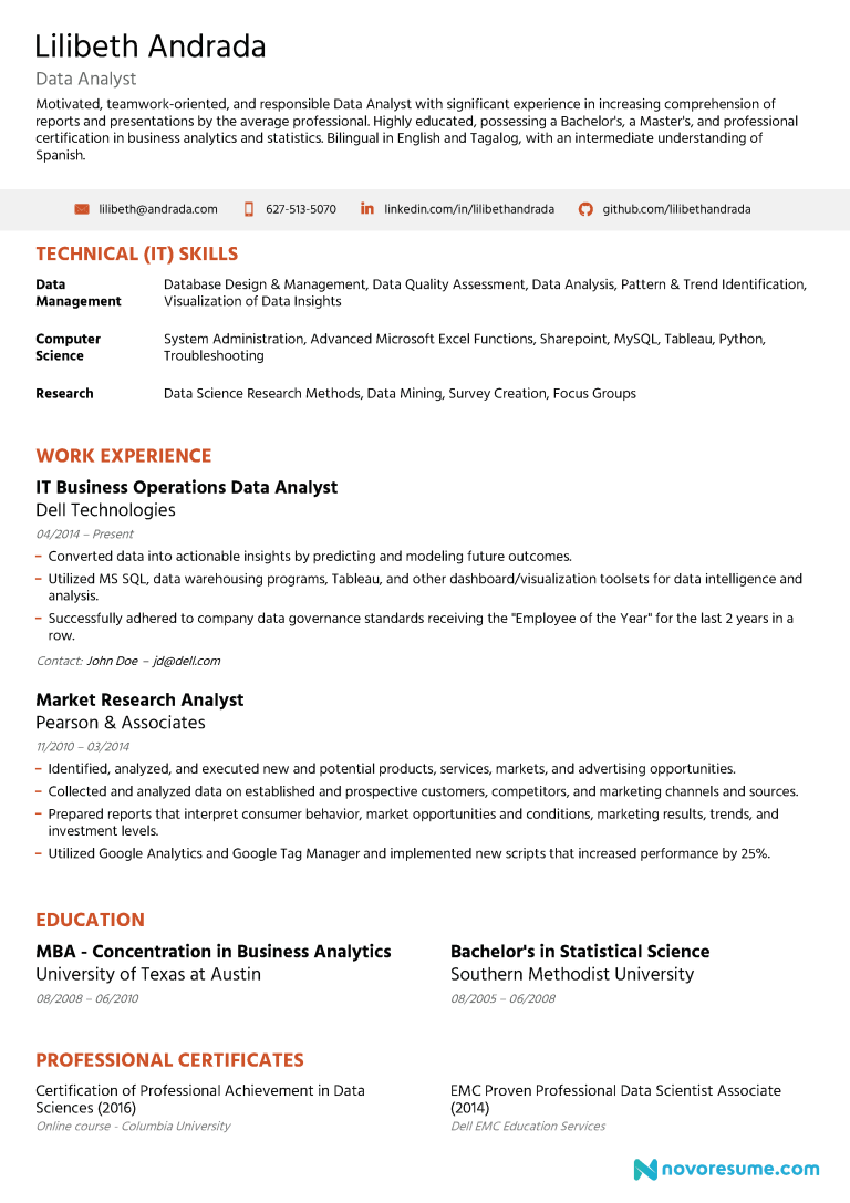 How to Create a Data Analyst Resume That Will Get You Hired ...