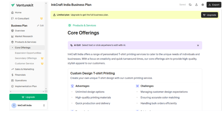 Craft your Business Plan in Just a Click with Venturekit