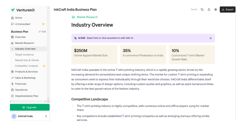 Craft your Business Plan in Just a Click with Venturekit