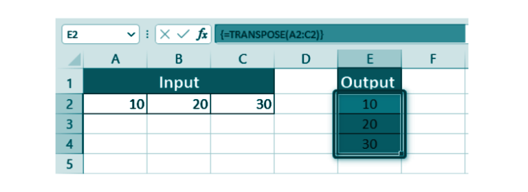 Excel TRANSPOSE Function